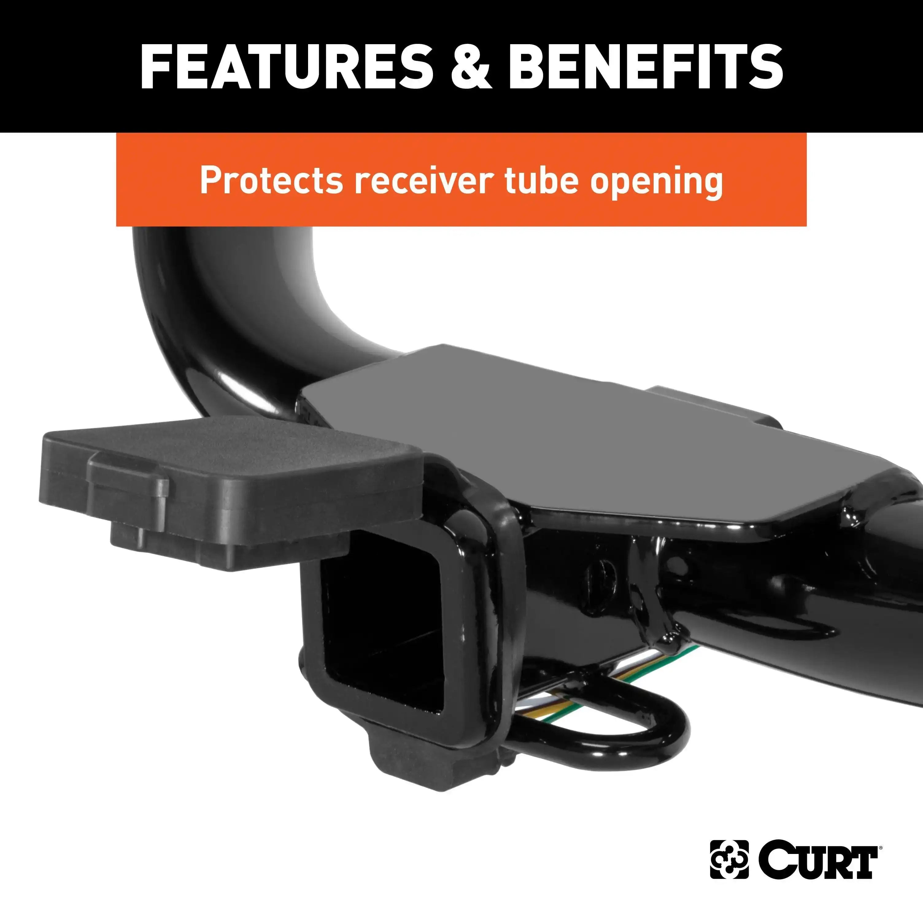 CURT 21728 2 Rubber Hitch Tube Cover with 4-Way Flat Holder (Packaged ...