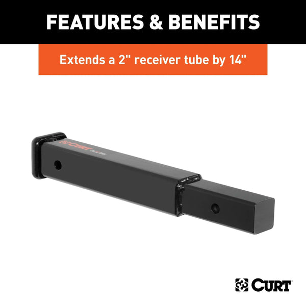 CURT 45795 14-Inch Long Trailer Hitch Extension for 2-Inch Receiver, 3 ...