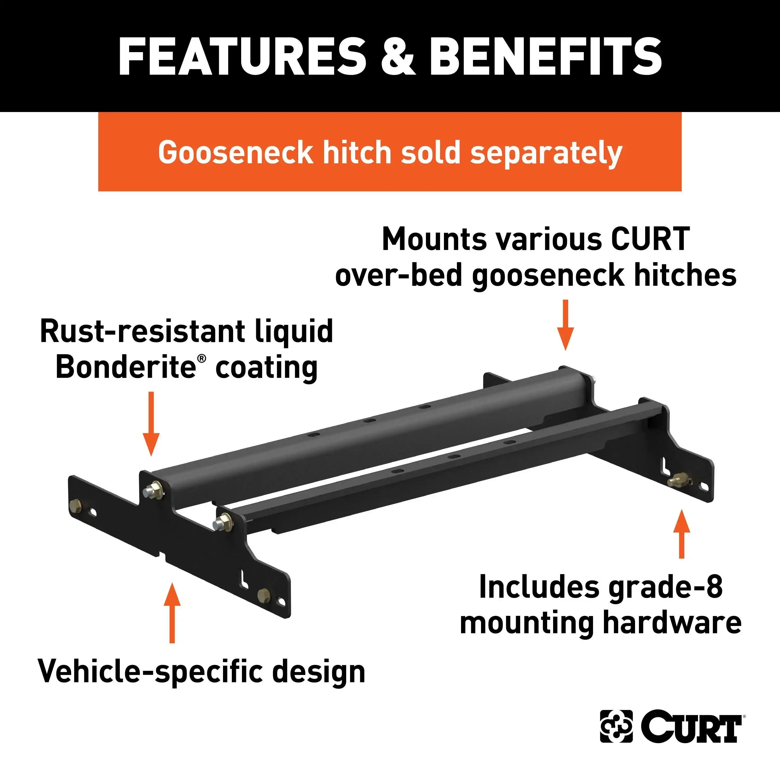 CURT 61509 - Over-Bed Gooseneck Installation Brackets Select Dodge Ram ...
