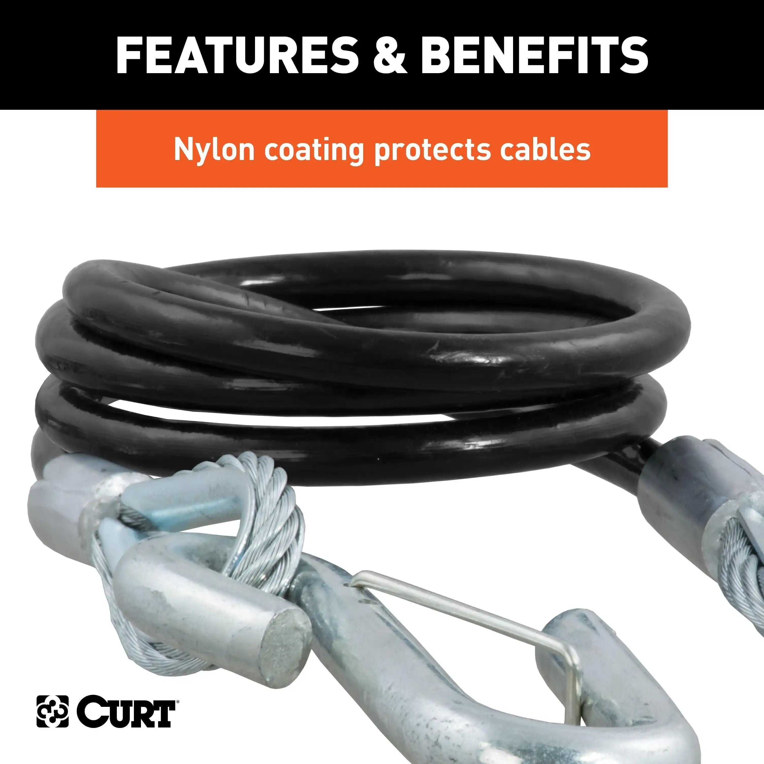 CURT 80151 - 44-1/2in. Safety Cables with 2 Snap Hooks (5000 lbs Vinyl ...